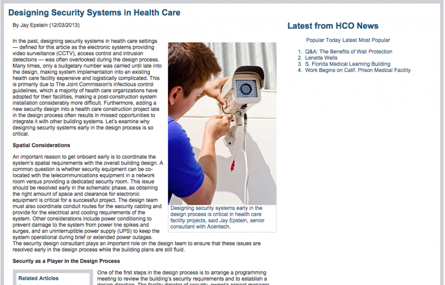 Designing Security Systems in Health Care - Acentech